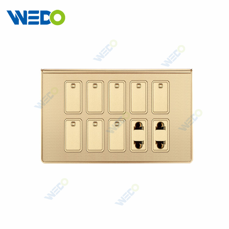Multi Function 6+2 Pakistan Standard Wall Switch Socket With Champagne ...